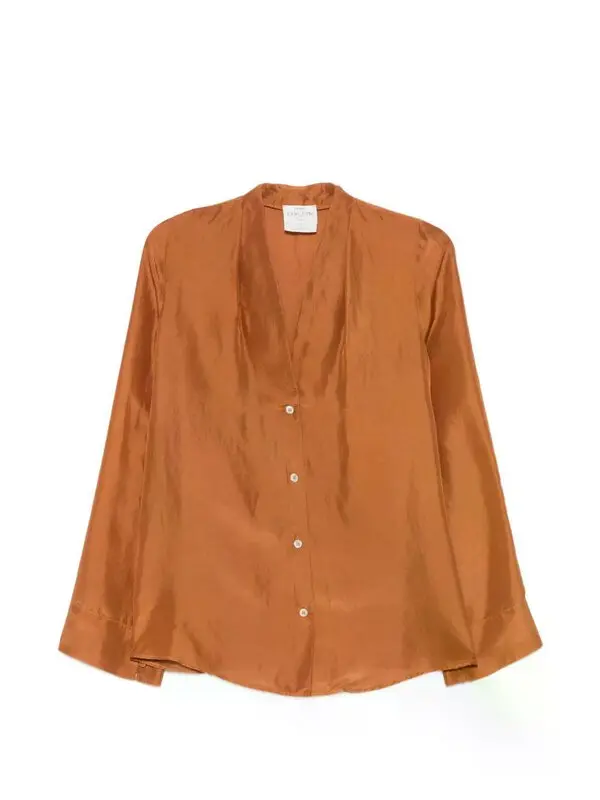 FORTE_FORTE Silk Button-down Shirt - Orange
