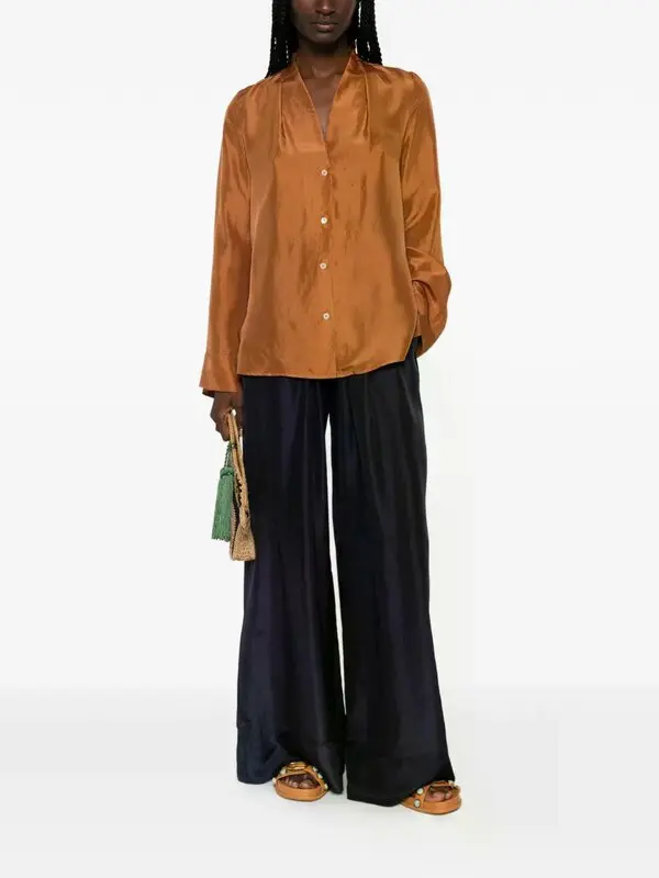 FORTE_FORTE Silk Button-down Shirt - Orange