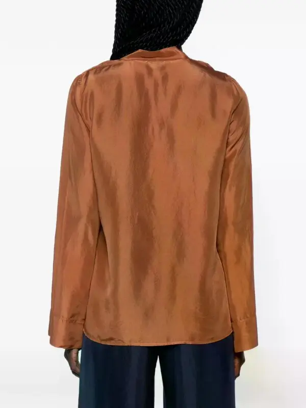 FORTE_FORTE Silk Button-down Shirt - Orange