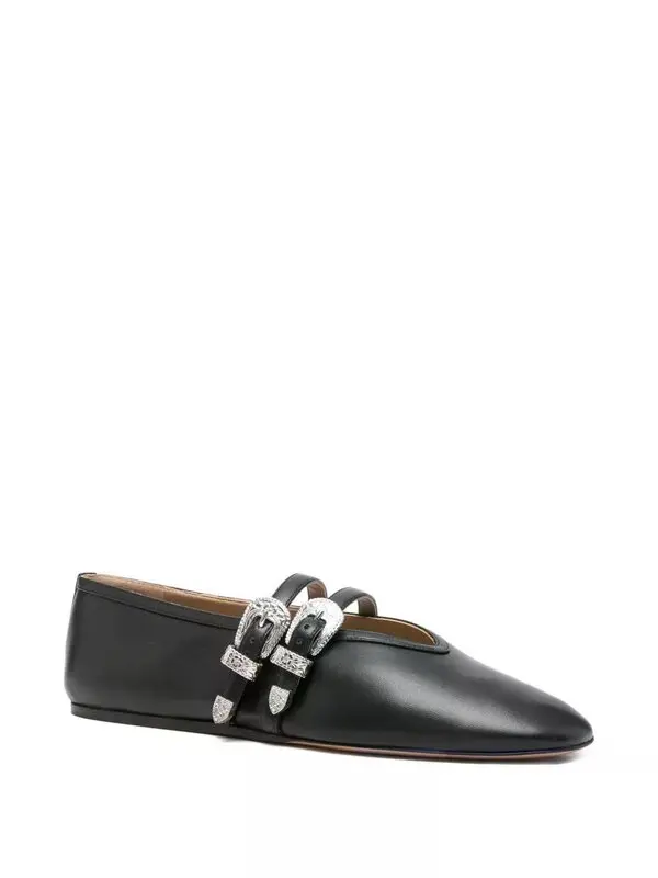 Le Monde Beryl Claudia Buckle Detail Ballet Flats - Black