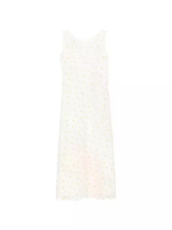 LUISA CERANO Floral-appliqué Midi Dress - White