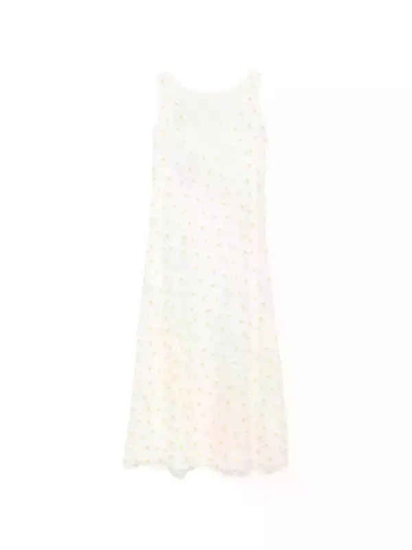 LUISA CERANO Floral-appliqué Midi Dress