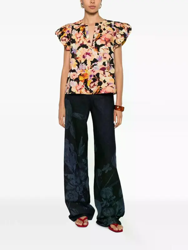 Ulla Johnson Abril Floral-print Blouse - Black