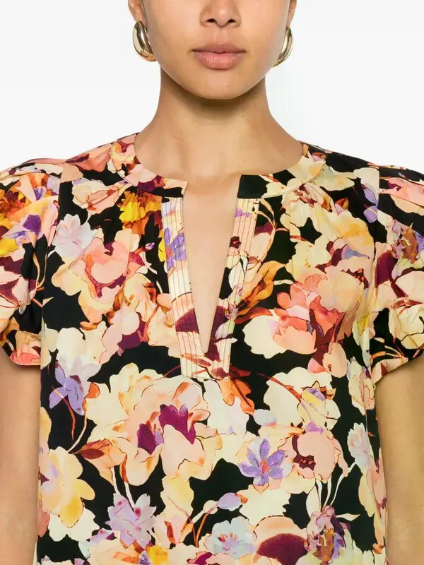 Ulla Johnson Abril Floral-print Blouse - Black