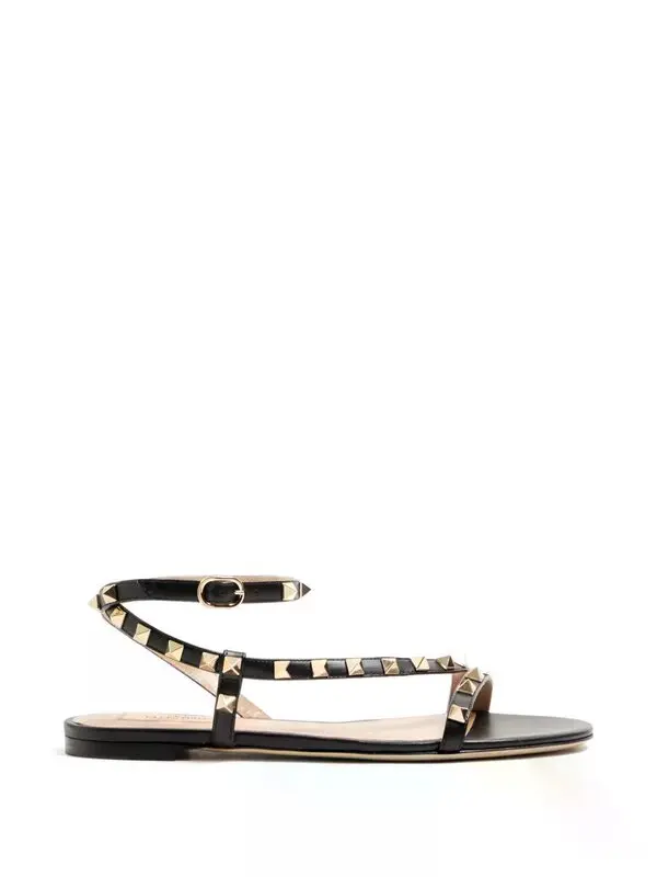 Valentino Garavani Rockstud Calfskin Sandals - Black