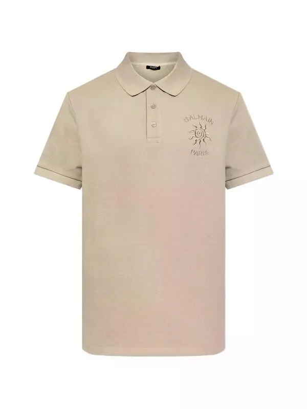 Balmain Sun-embroidered Piqué Polo Shirt