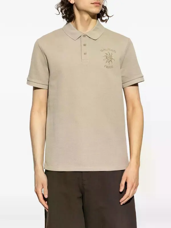 Balmain Sun-embroidered Piqué Polo Shirt