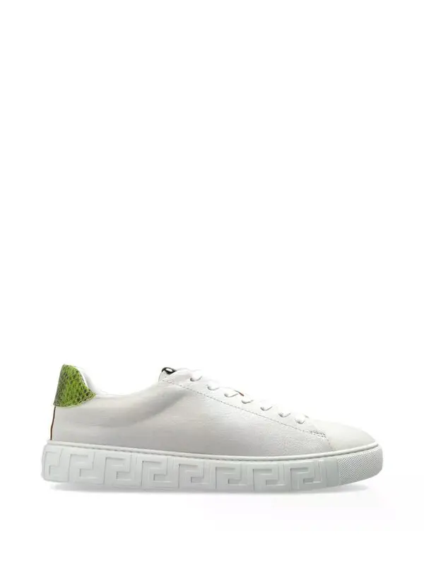 Versace Greca Embossed Leather Low-top Sneakers - Neutrals