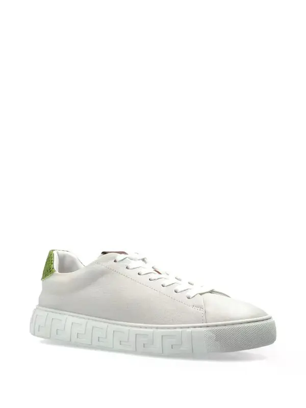 Versace Greca Embossed Leather Low-top Sneakers - Neutrals