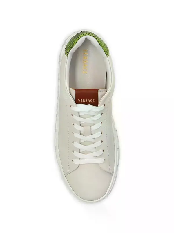 Versace Greca Embossed Leather Low-top Sneakers - Neutrals