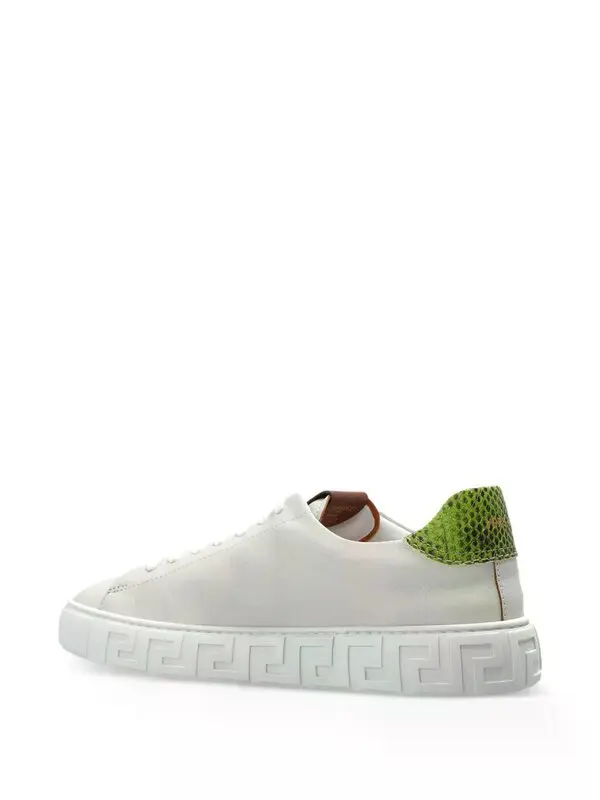Versace Greca Embossed Leather Low-top Sneakers - Neutrals