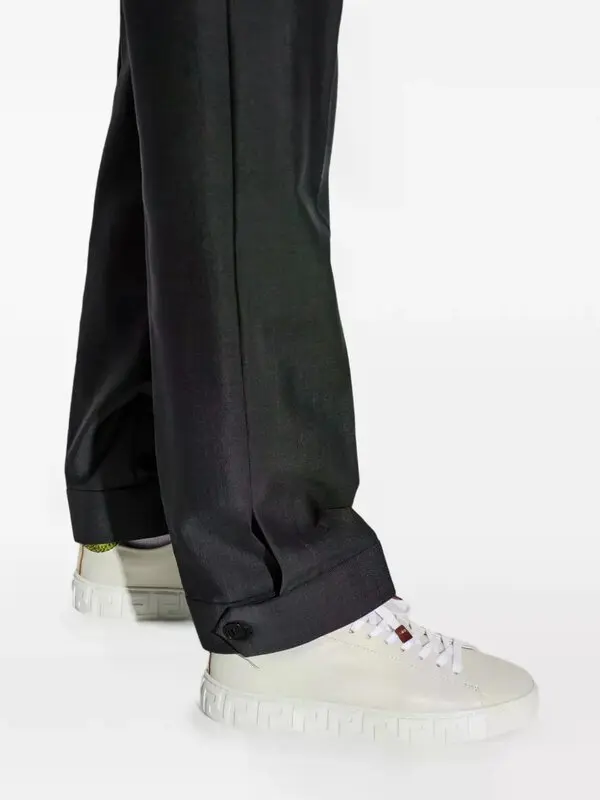 Versace Greca Embossed Leather Low-top Sneakers - Neutrals