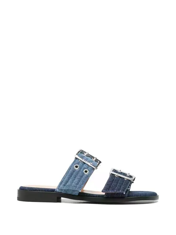 GANNI Buckle Detail Double-strap Sandals - Blue