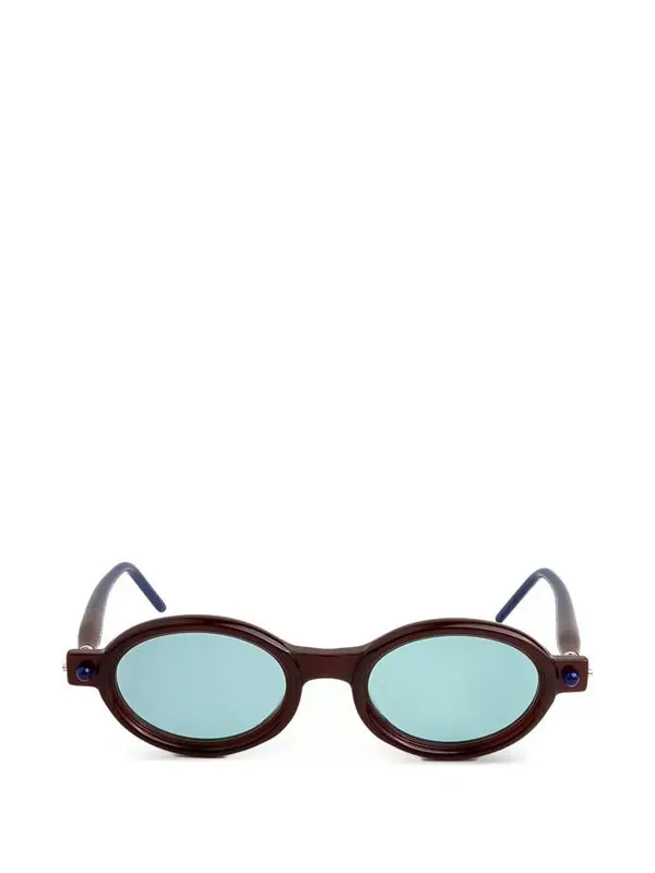 KUBORAUM P6 Oval-frame Sunglasses - Brown