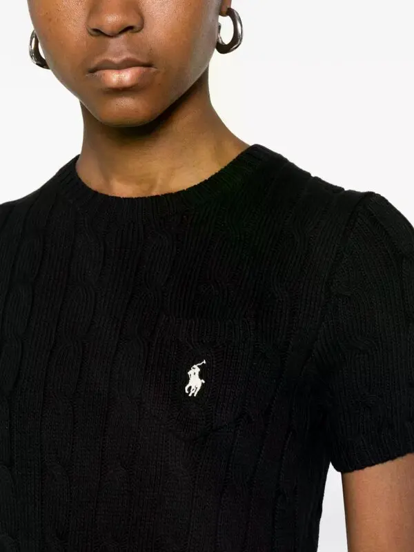 Polo Ralph Lauren Cable-knit Logo-embroidered Short-sleeve Sweater