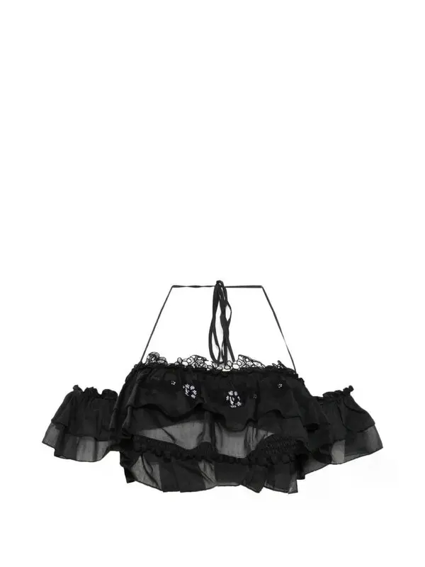 Ermanno Scervino Ruffled Halterneck Top - Black