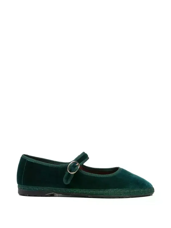 FLABELUS Leonor Velvet Ballet Flats - Green