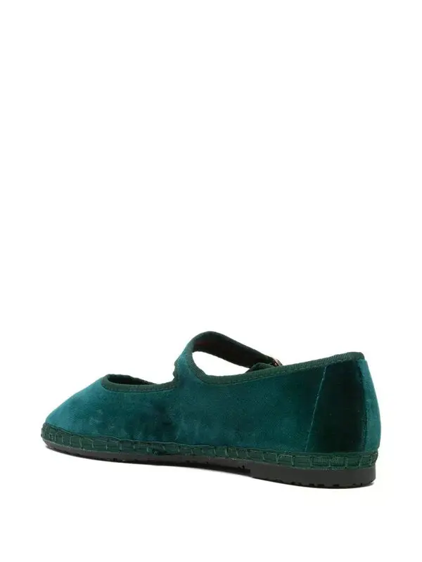 FLABELUS Leonor Velvet Ballet Flats - Green