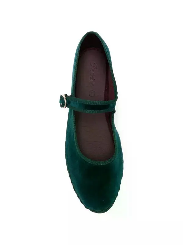 FLABELUS Leonor Velvet Ballet Flats - Green