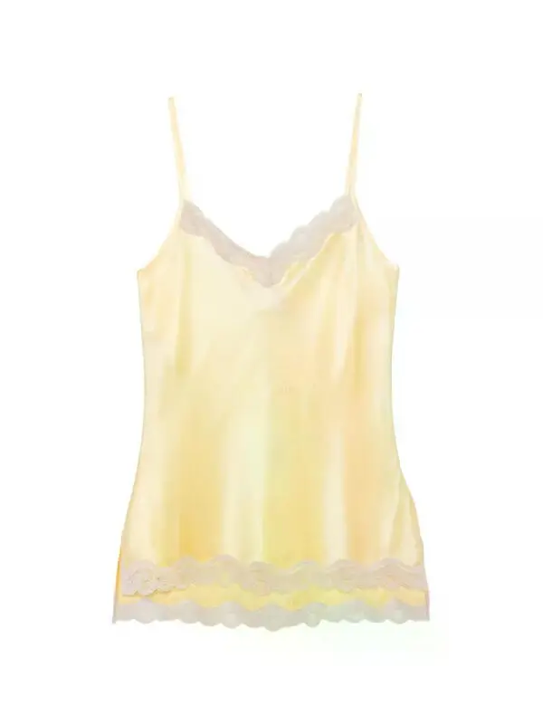 Max & Moi Lace-trim Silk Top - Yellow