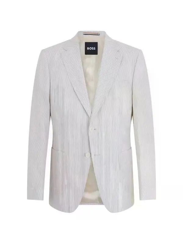 BOSS Striped Single-breasted Blazer - Neutrals