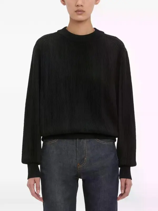 Victoria Beckham Relaxed-fit Ribbed-knit Sweater - Black