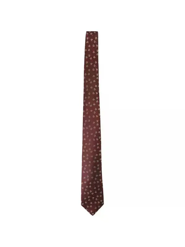 Kiton Floral-jacquard Silk Neck Tie - Red