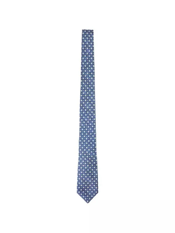 Kiton Floral-print Neck Tie - Blue