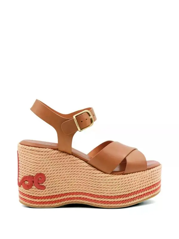 Chloé Leather Platform Espadrilles - Neutrals