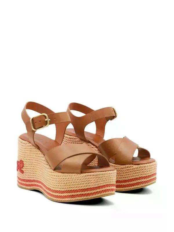 Chloé Leather Platform Espadrilles - Neutrals