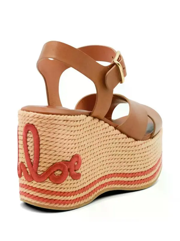 Chloé Leather Platform Espadrilles - Neutrals