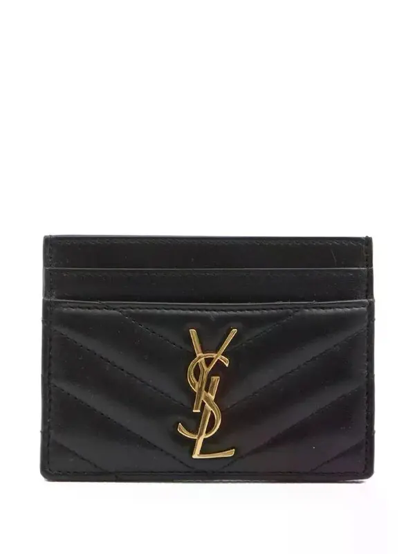 Saint Laurent Cassandre Quilted Leather Card Holder - Black