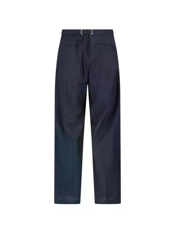 WHITE SAND Pinstripe Belted Trousers