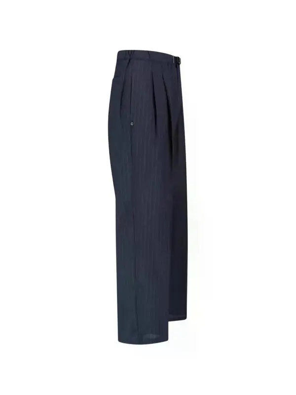 WHITE SAND Pinstripe Belted Trousers