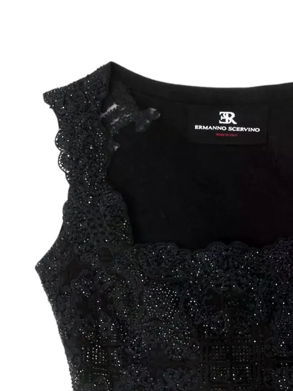Ermanno Scervino Sequin-embellished Lace Cropped Top