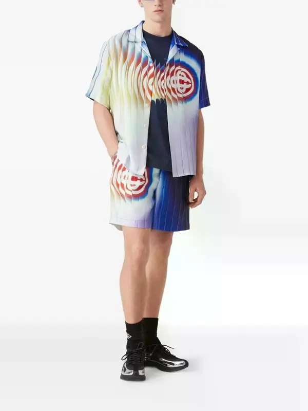 Casablanca Shockwave Printed Silk Shorts - Blue
