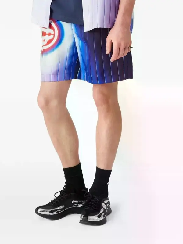 Casablanca Shockwave Printed Silk Shorts - Blue