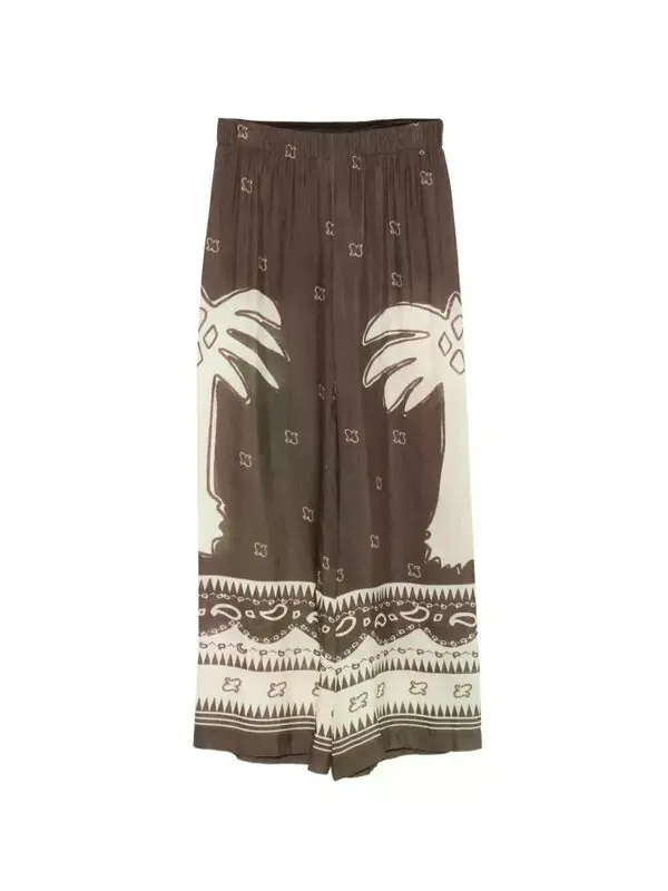 OTTOD'AME Palm-tree-print Palazzo Pants