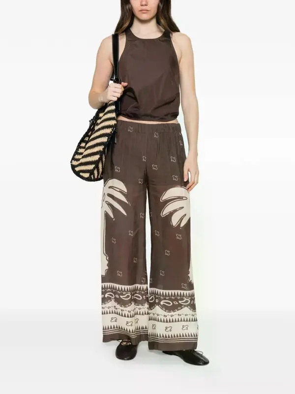 OTTOD'AME Palm-tree-print Palazzo Pants
