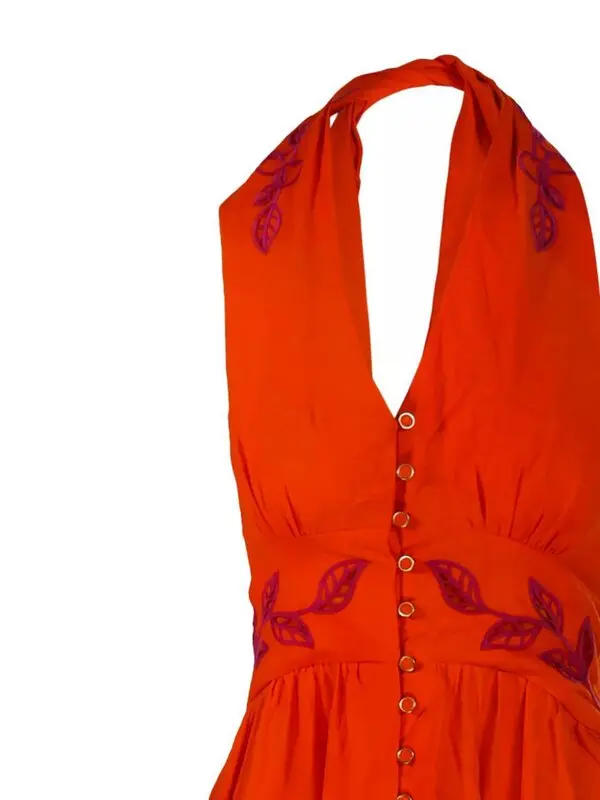 Farm Rio Embroidered Halterneck Dress