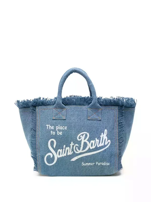 MC2 SAINT BARTH Frayed-edge Denim Tote Bag - Blue