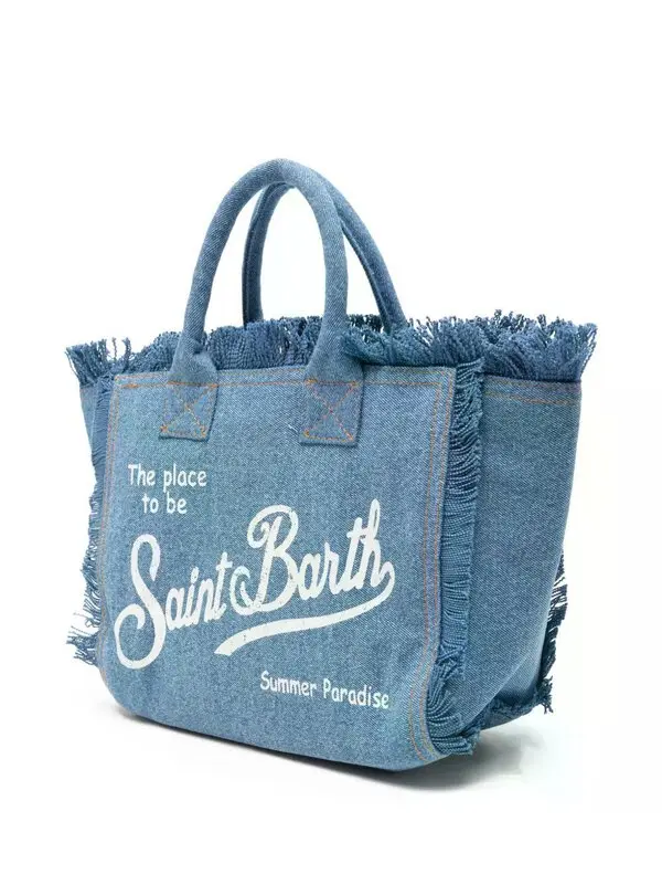 MC2 SAINT BARTH Frayed-edge Denim Tote Bag - Blue