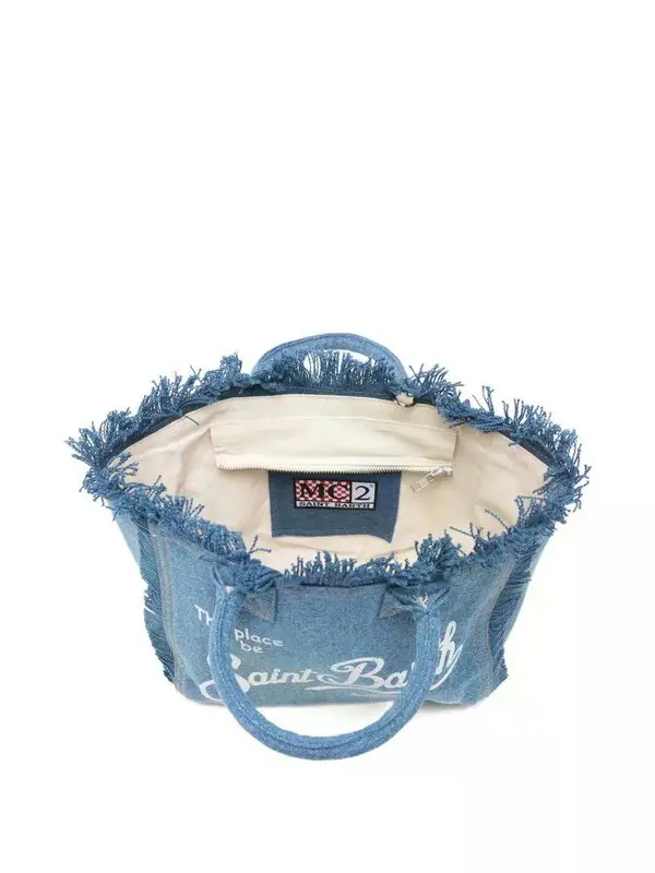 MC2 SAINT BARTH Frayed-edge Denim Tote Bag - Blue