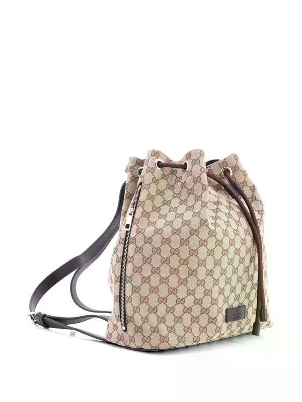 Gucci Drawstring Gg Canvas Medium Backpack