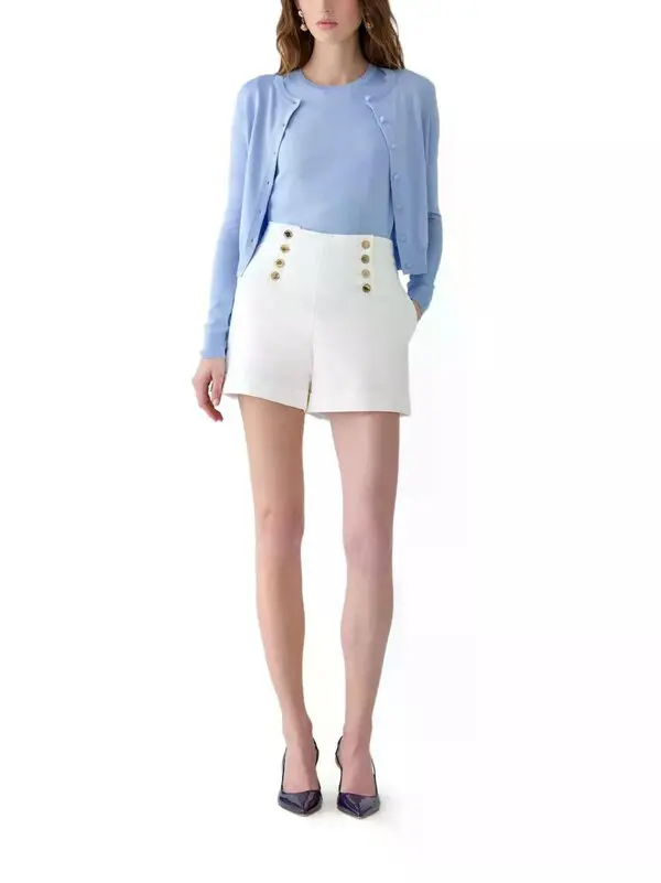 Carolina Herrera Crewneck Silk-cotton Cardigan - Blue