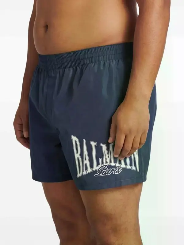 Balmain Logo-print Swim Shorts - Blue