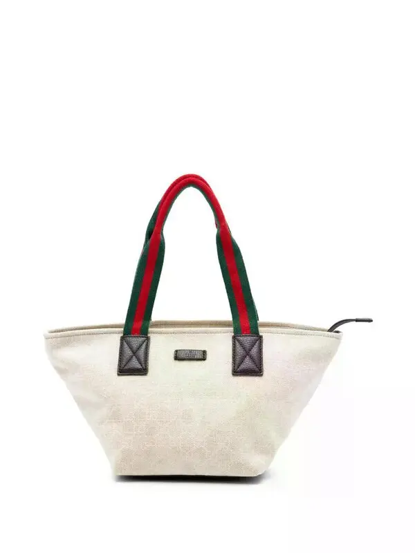 Gucci Gg Canvas Web Tote Bag - Brown