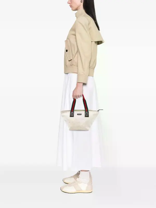 Gucci Gg Canvas Web Tote Bag - Brown