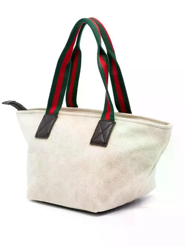 Gucci Gg Canvas Web Tote Bag - Brown