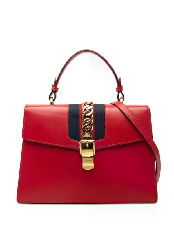 Gucci Medium Leather Sylvie Top Handle Satchel - Red